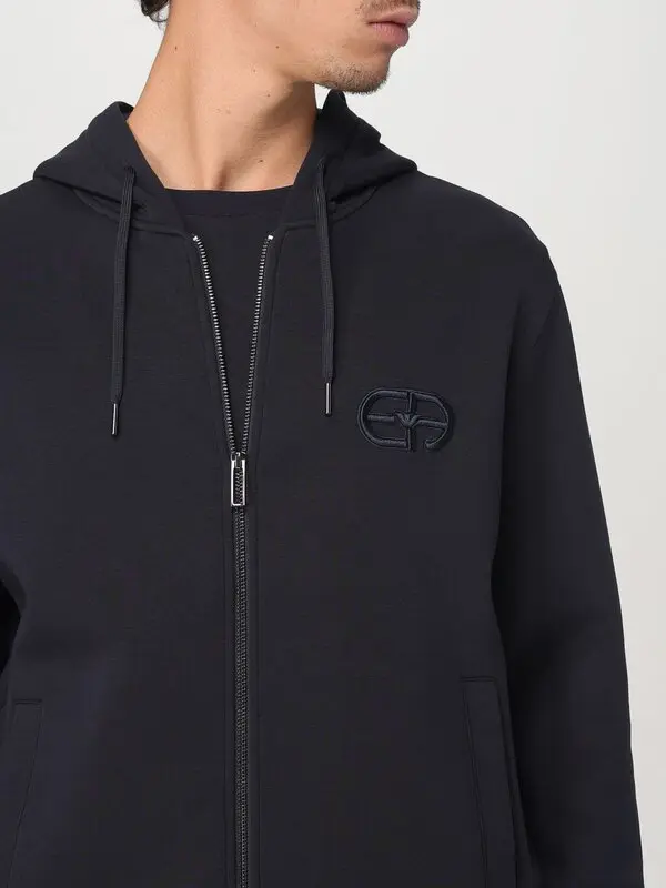 Emporio Armani Full Zip Hoodie With Logo Detail