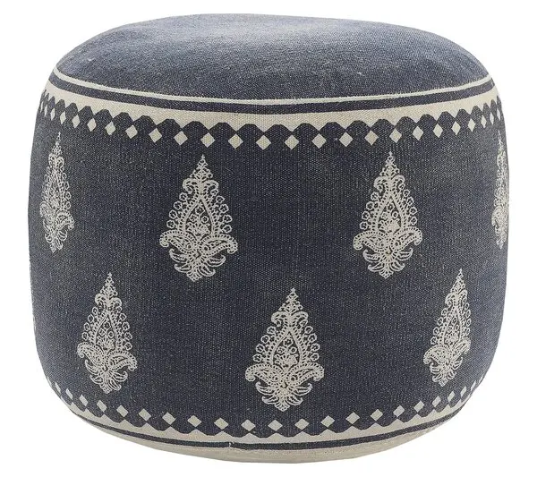 OX BAY TRADING CO. Ox Bay Paisley Flatweave Cotton Ottoman Pouf - One-color