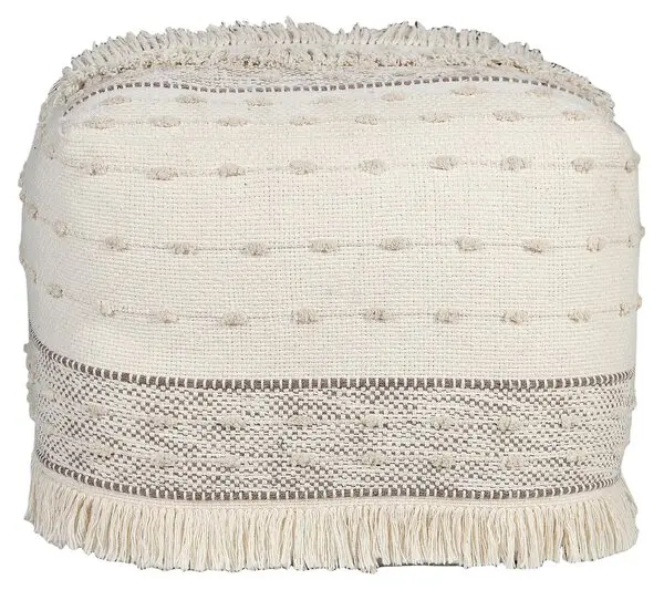 OX BAY TRADING CO. Ox Bay Striped Hand-woven Cotton Ottoman Pouf - One-color