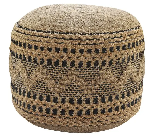 OX BAY TRADING CO. Ox Bay Geometric Braided Jute And Cotton Pouf O Ttoman - One-color