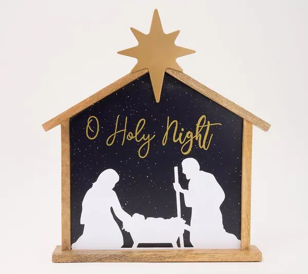 HOME REFLECTIONS 13' Wooden Stable Nativity W/star - One-color