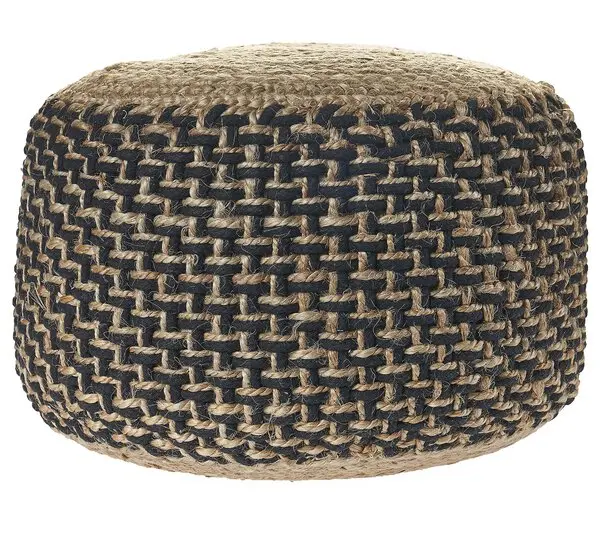 OX BAY TRADING CO. Ox Bay Bohemian Woven Jute Blend Ottoman Pouf - One-color