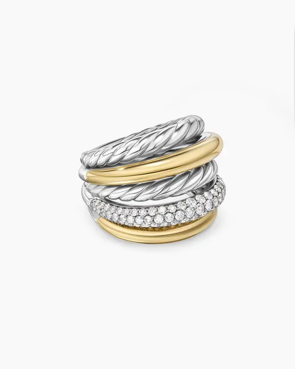 David Yurman Dy Mercer® Multi Row Ring With Diamonds - Diamond
