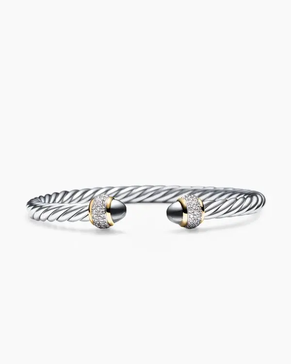David Yurman Cable Bracelet With Diamonds - Silver Dome
