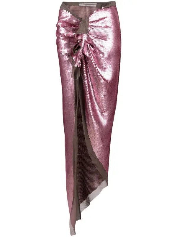 Rick Owens Sequinned Asymmetric Maxi Skirt - Pink