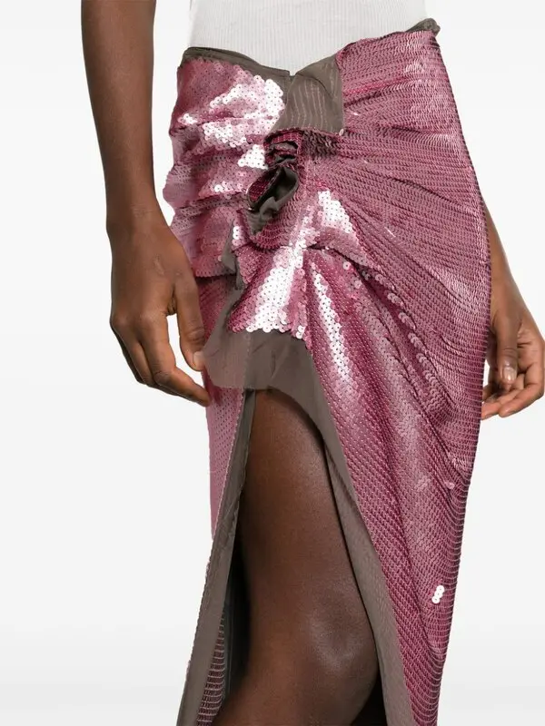 Rick Owens Sequinned Asymmetric Maxi Skirt - Pink