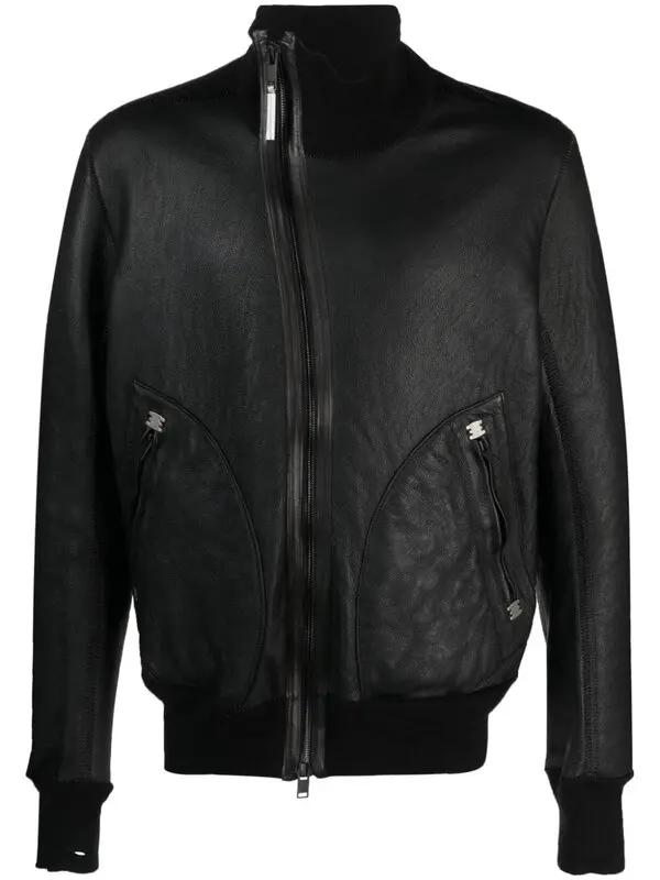 ISAAC SELLAM EXPERIENCE Off-centre Leather Bomber Jacket