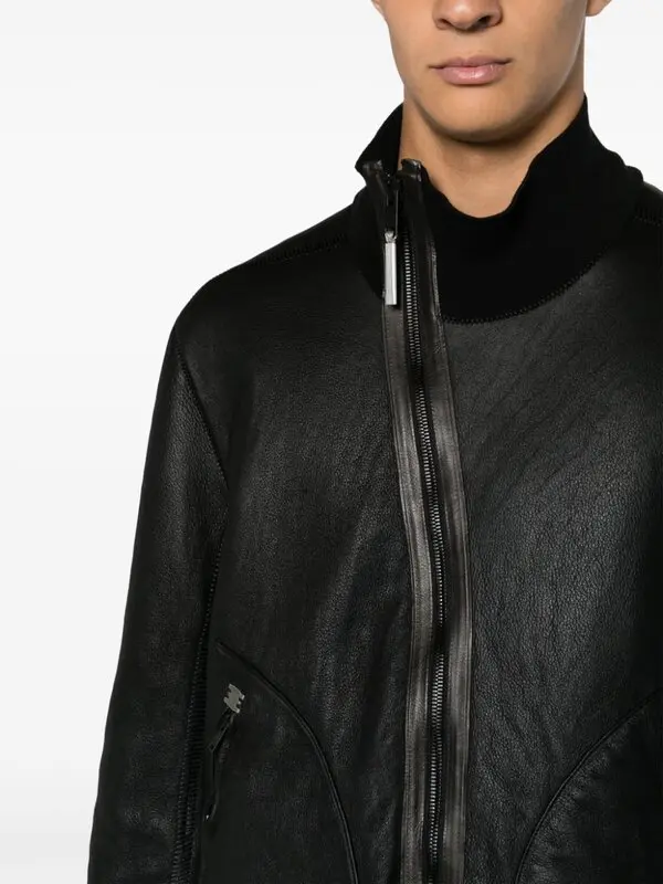ISAAC SELLAM EXPERIENCE Off-centre Leather Bomber Jacket