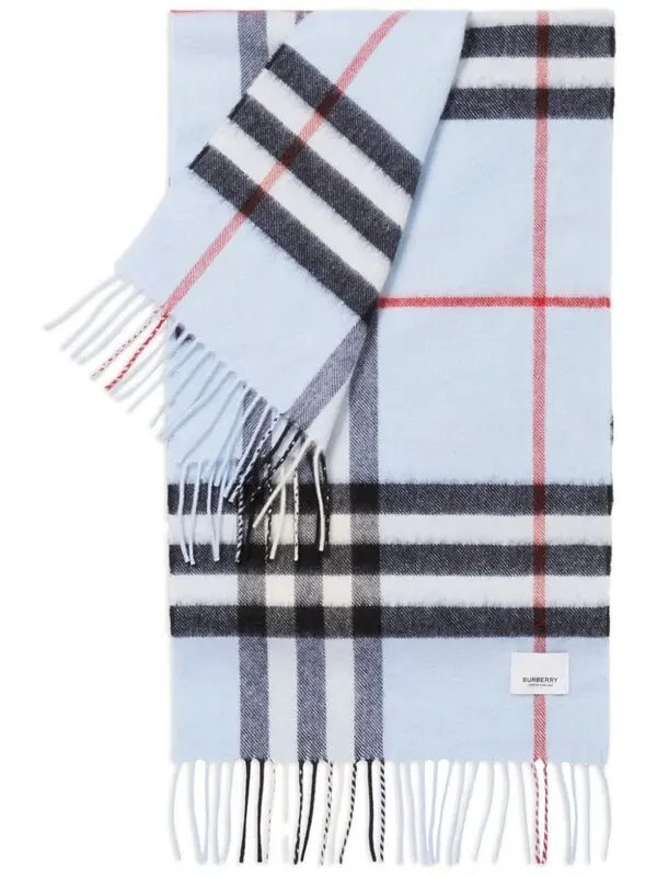 Burberry Checked Cashmere Scarf - Blue