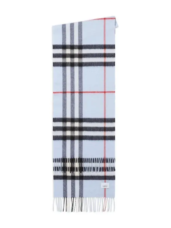 Burberry Checked Cashmere Scarf - Blue