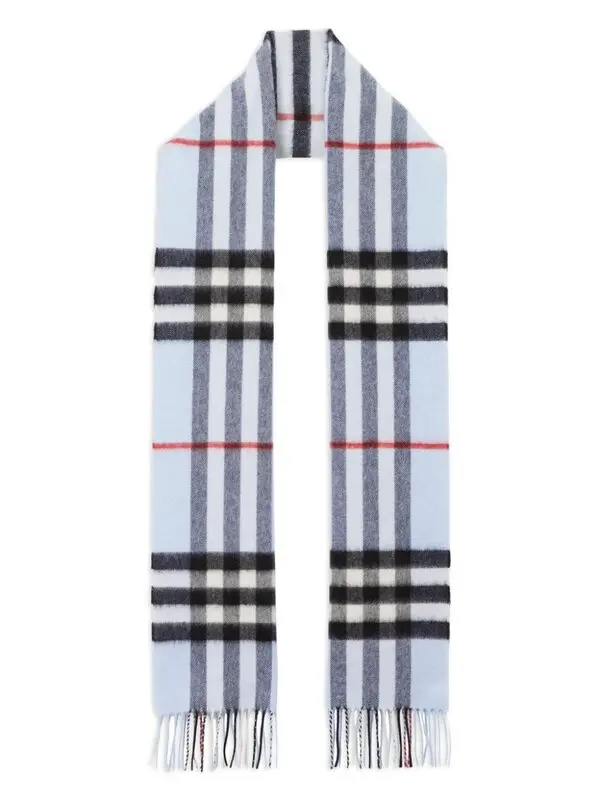 Burberry Checked Cashmere Scarf - Blue