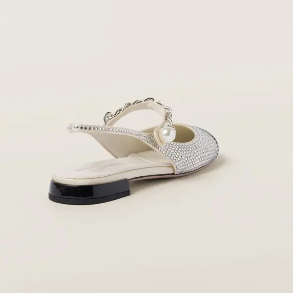 Miu Miu Satin Slingback Ballerinas With Crystals