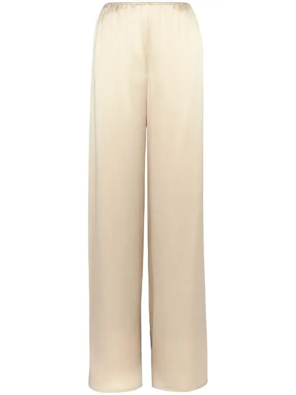 FERRAGAMO Satin-finish Wide-leg Trousers - Neutrals