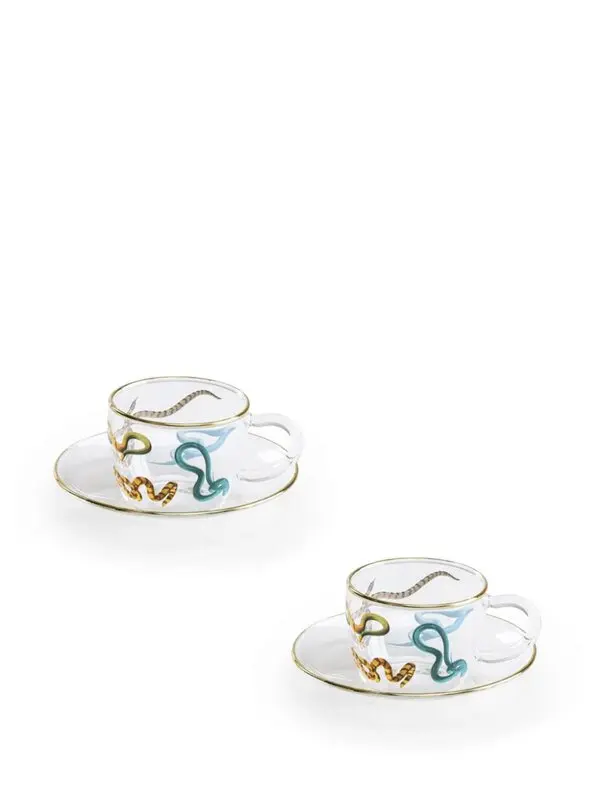 SELETTI Snake-print Coffee Cups - White