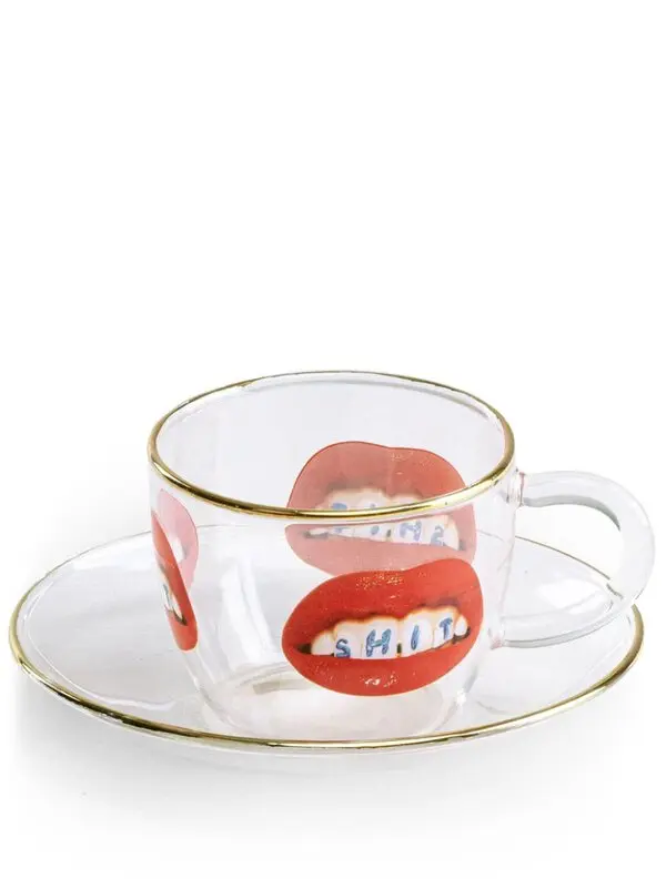 SELETTI Graphic-print Coffee Cups - White