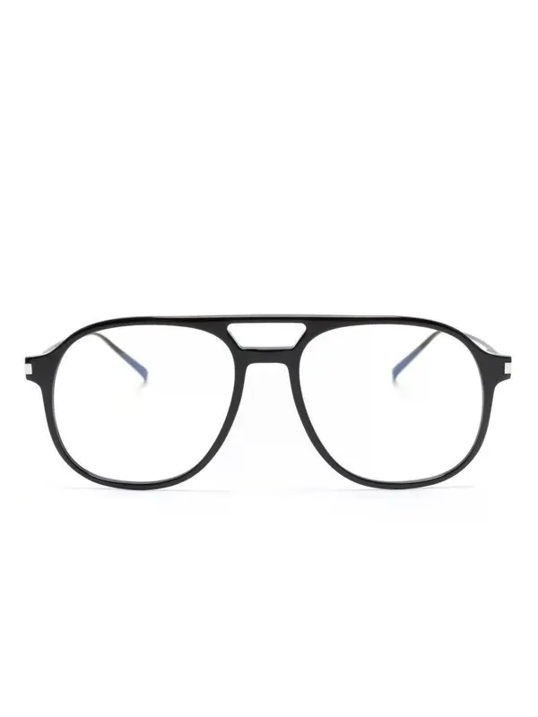 Saint Laurent Logo-debossed Pilot-frame Glasses - Black