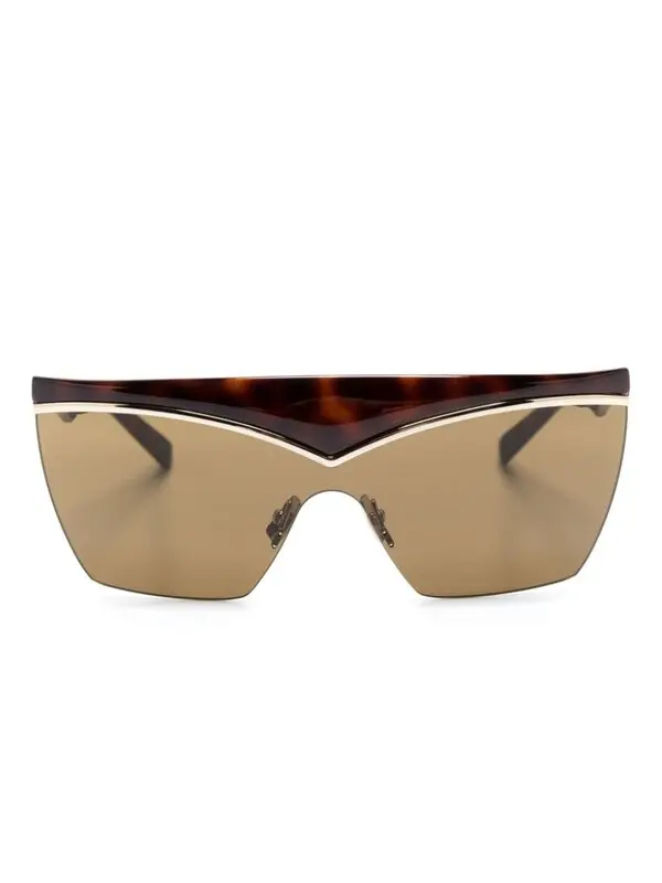 Saint Laurent Tortoiseshell Shield-frame Sunglasses - Brown