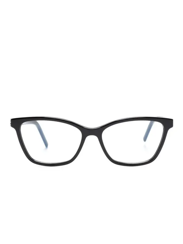 Saint Laurent Logo-plaque Rectangle-frame Eyeglasses - Black