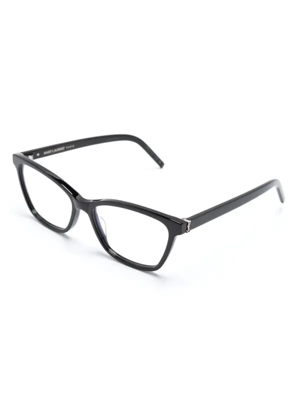 Saint Laurent Logo-plaque Rectangle-frame Eyeglasses - Black