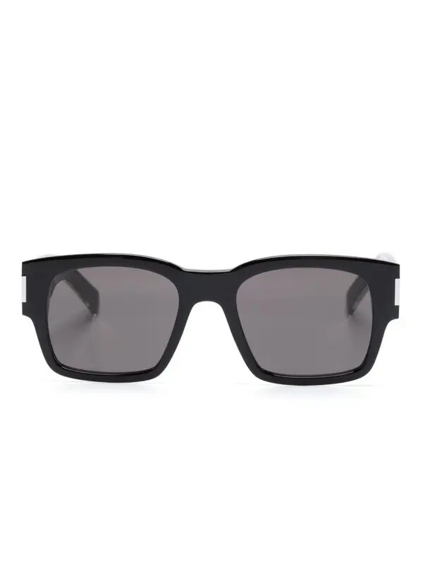 Saint Laurent Logo-plaque Sunglasses - Black