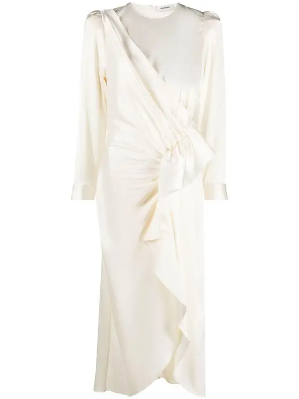 Sandro Asymmetric Satin Midi Dress