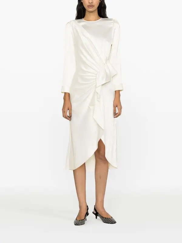 Sandro Asymmetric Satin Midi Dress
