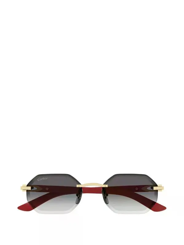 CARTIER Geometric-shape Sunglasses With Logo Plaque - Red