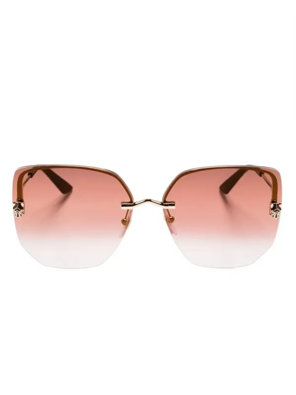 CARTIER Panther-plaque Butterfly-frame Sunglasses - Pink