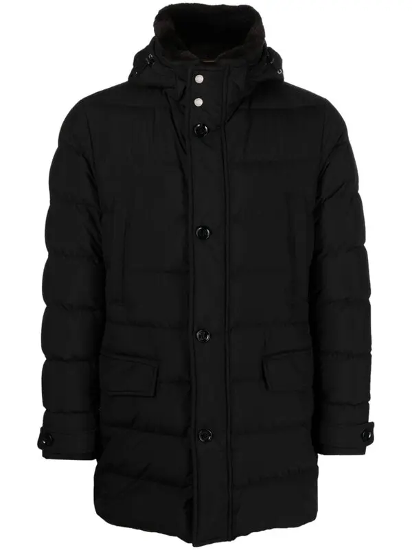MOORER Shearling-collar Padded Coat
