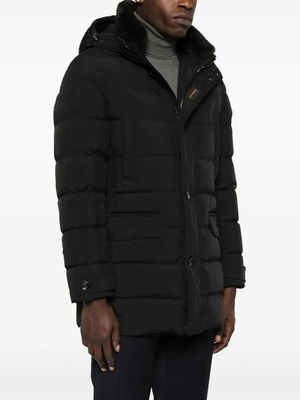 MOORER Shearling-collar Padded Coat