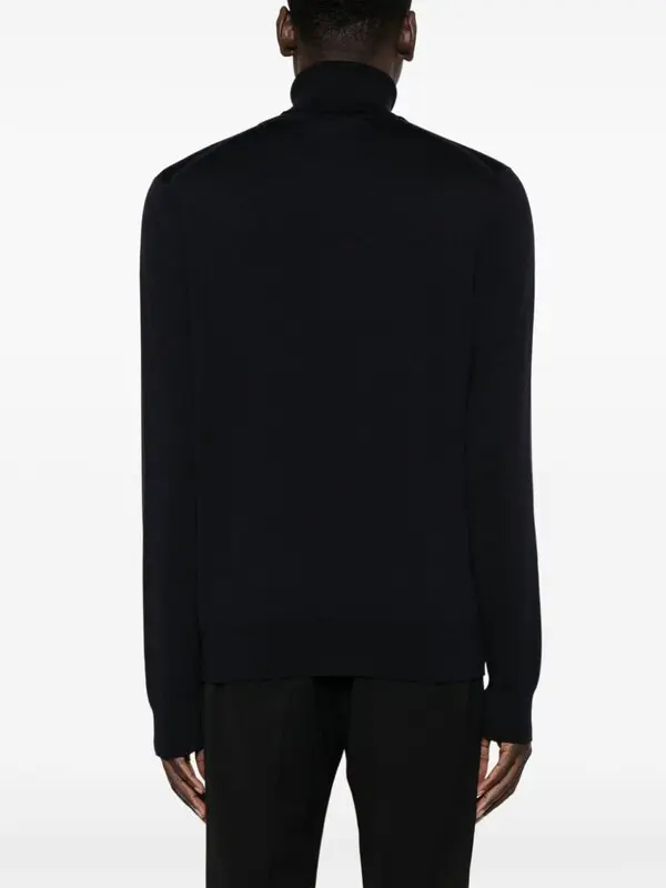 Dolce & Gabbana Logo-patch Roll-neck Jumper - Blue