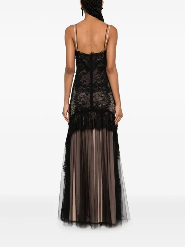 Alberta Ferretti Lace-panelled Ruffled Maxi Dress