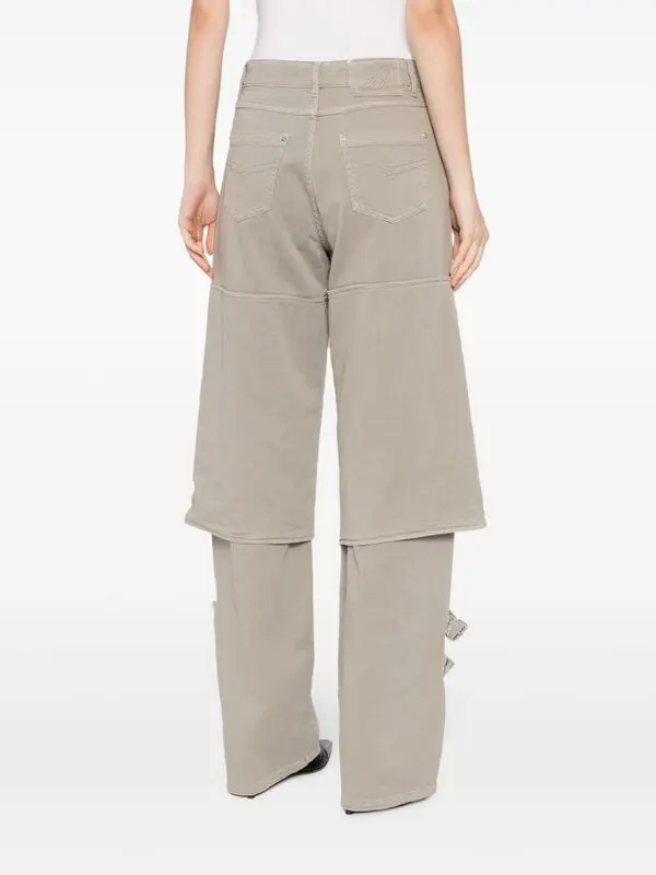 Blumarine Buckle Detailed Wide Leg Trousers - Grey