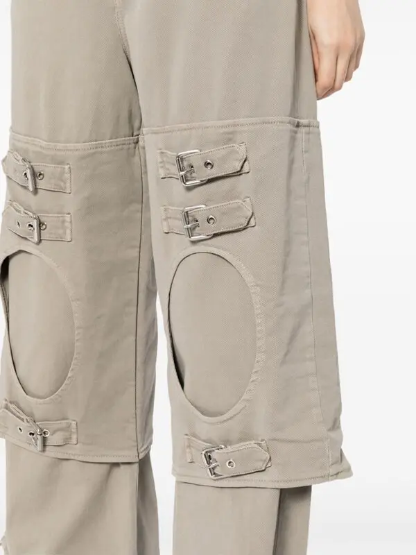 Blumarine Buckle Detailed Wide Leg Trousers - Grey
