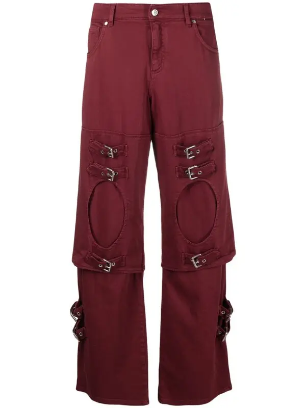Blumarine Buckle-detail Boyfriend Jeans - Red