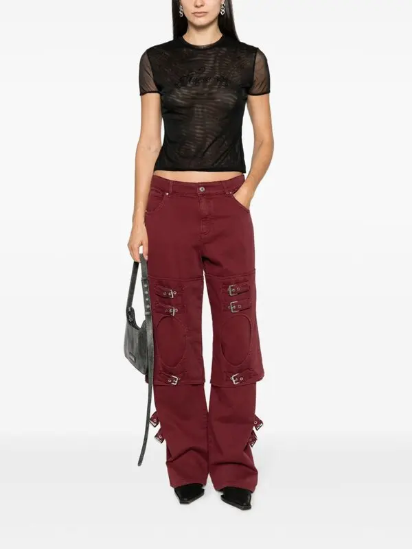 Blumarine Buckle-detail Boyfriend Jeans - Red