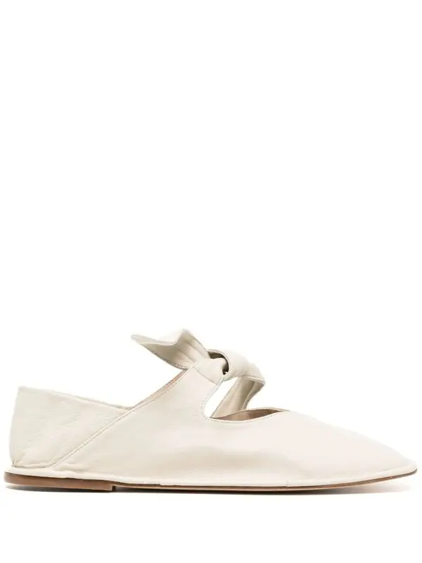 Hereu Leather Ballerina Shoes - White