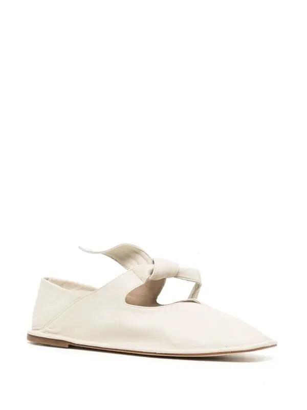 Hereu Leather Ballerina Shoes - White