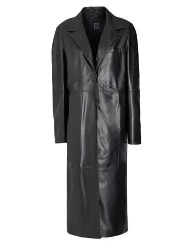 8 BY YOOX Lambskin Leather Maxi Coat - Black