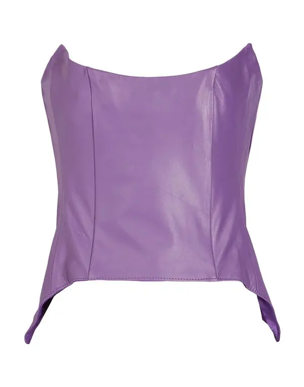 8 BY YOOX Leather Corset Top - Purple
