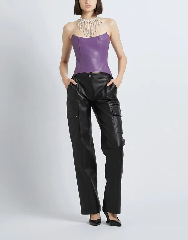 8 BY YOOX Leather Corset Top - Purple