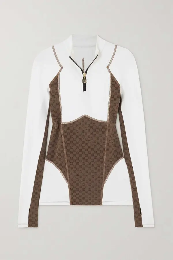 Balmain Printed Paneled Stretch Cotton-jersey Base Layer