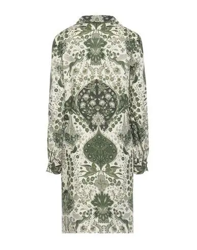 Etro Military Wool And Silk Midi Shirt Dress With Floral Print