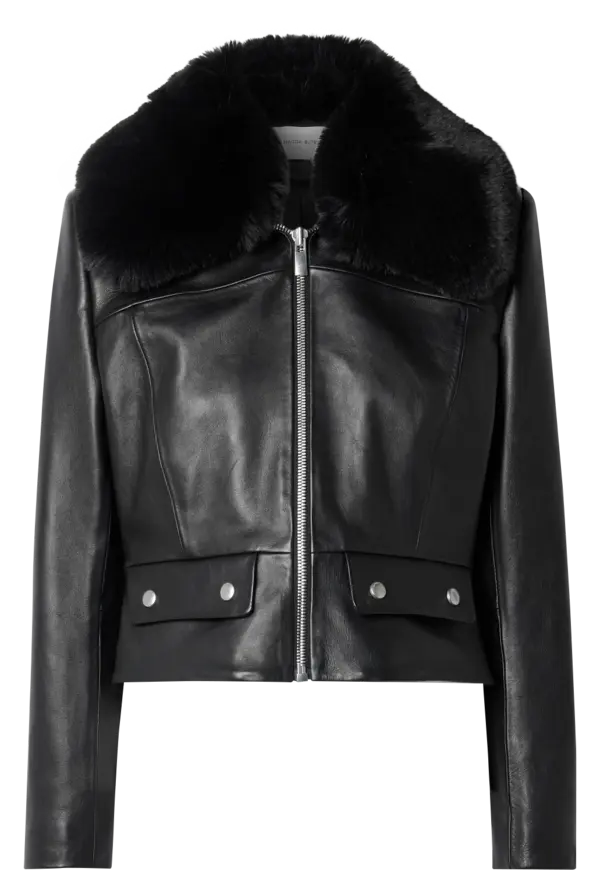 Magda Butrym Faux Fur-trimmed Leather Jacket - Black