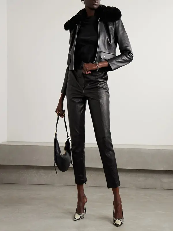 Magda Butrym Faux Fur-trimmed Leather Jacket