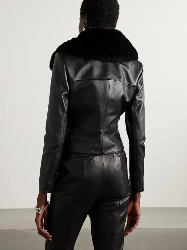 Magda Butrym Faux Fur-trimmed Leather Jacket