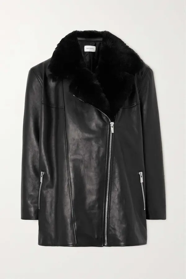 Magda Butrym Faux Fur-trimmed Leather Jacket