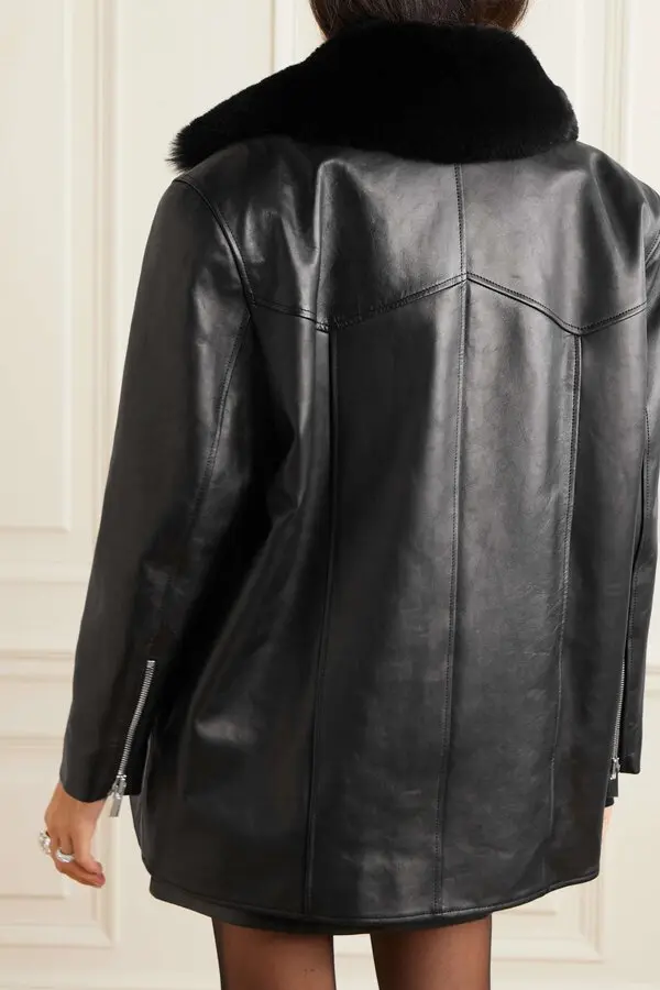 Magda Butrym Faux Fur-trimmed Leather Jacket