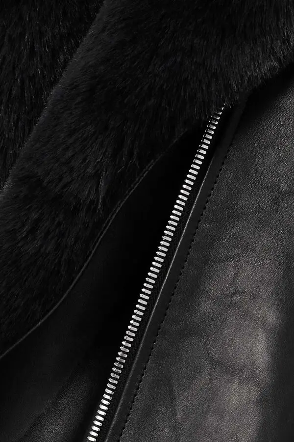 Magda Butrym Faux Fur-trimmed Leather Jacket
