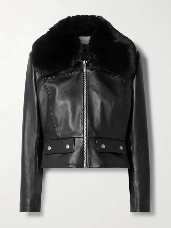 Magda Butrym Faux Fur-trimmed Leather Jacket